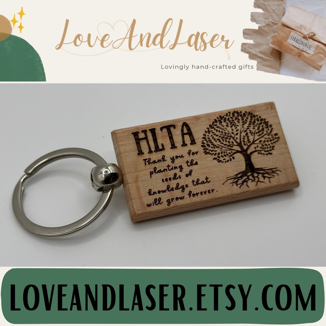 HLTA Beech Wood Keyring: Engraved Teacher Assistant Gift - Etsy