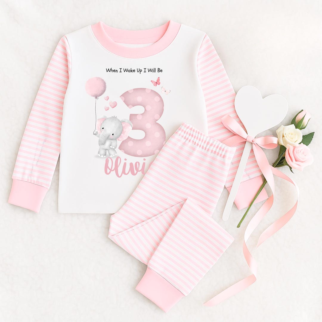 Personalised Birthday Pyjamas | Custom Name & Age Pjs | Blue Striped ...