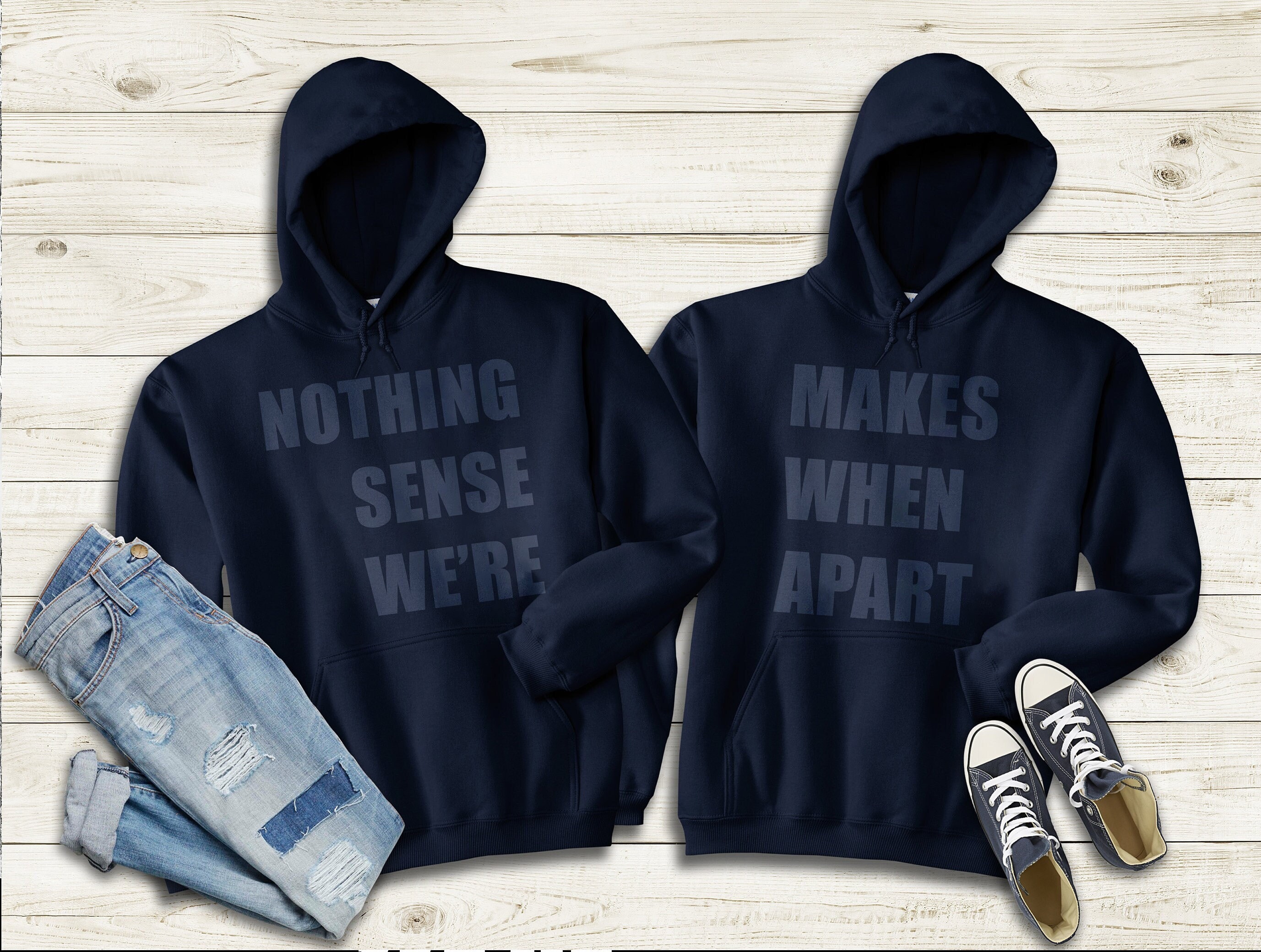 Custom Personalised Matching Couple Hoodies, 1st Anniversary Gifts ...