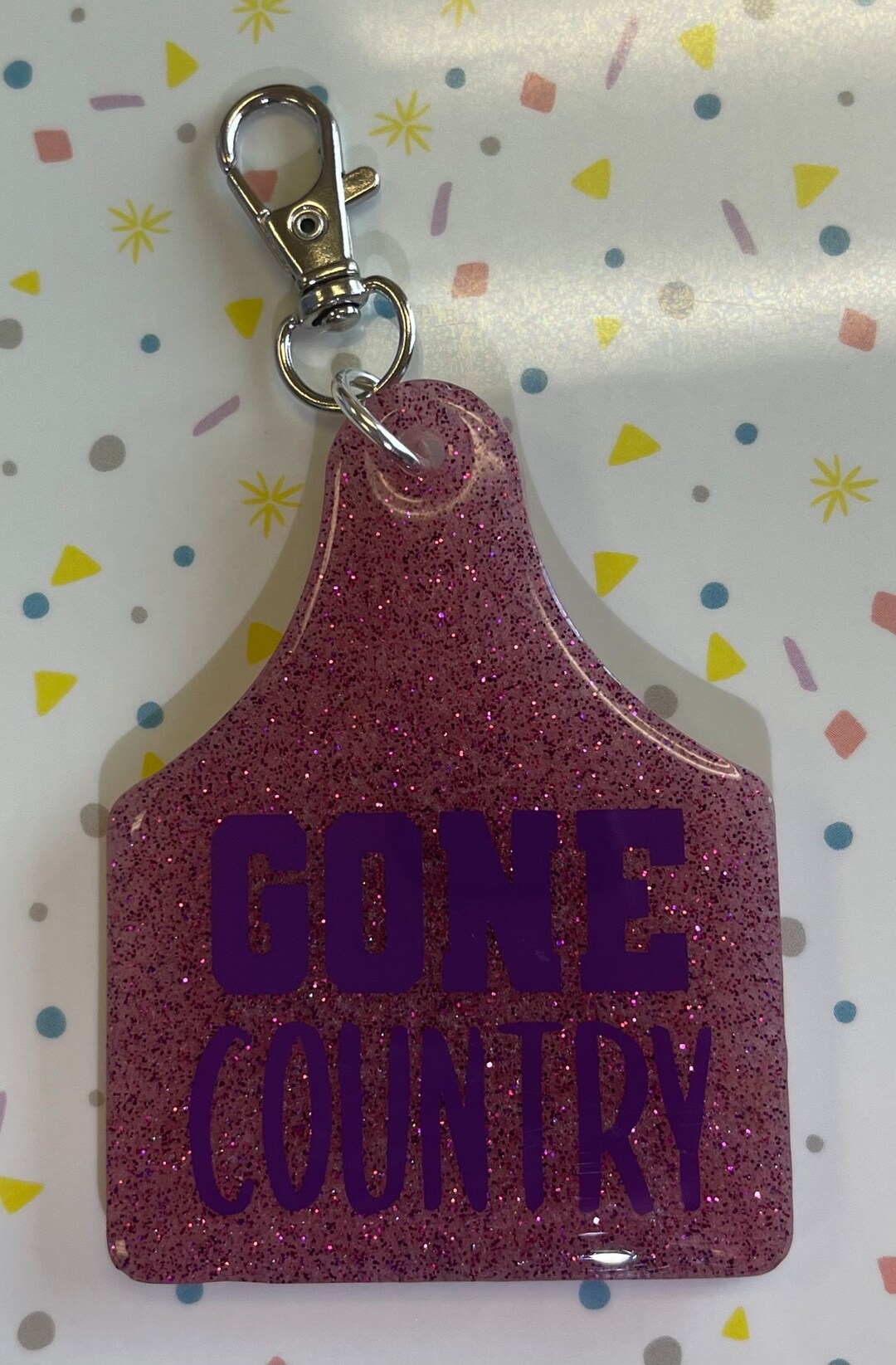 Epoxy Resin Cow Ear Tag Keychain - Etsy