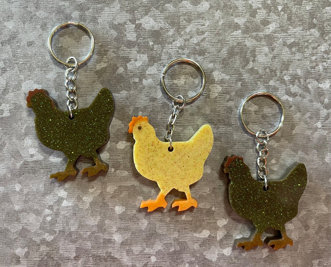 Resin Chicken Keychain Hen Rooster Farm Poultry - Etsy