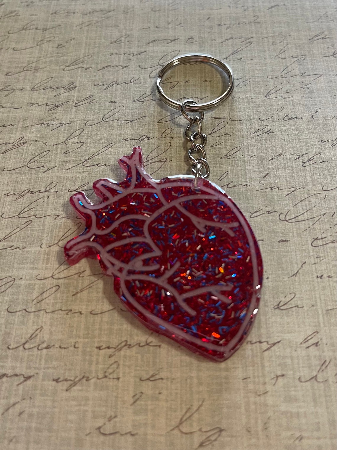 Human Heart Custom Resin Keychain - Etsy