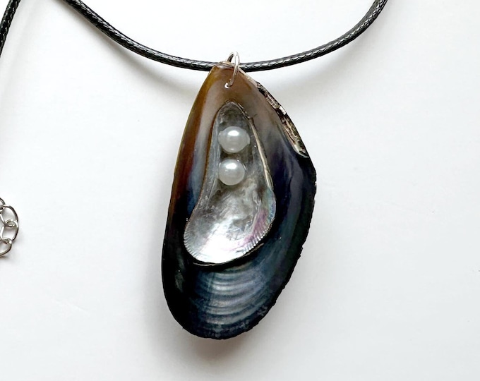 Sterling Silver Mussel Shell Necklace, Sterling Necklace, Silver Shell ...