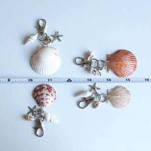 Calico Shell Keychain, Sea Scallop Keyring, Sea Lovers Gift, Handmade Seashell Keychain, Ocean ...
