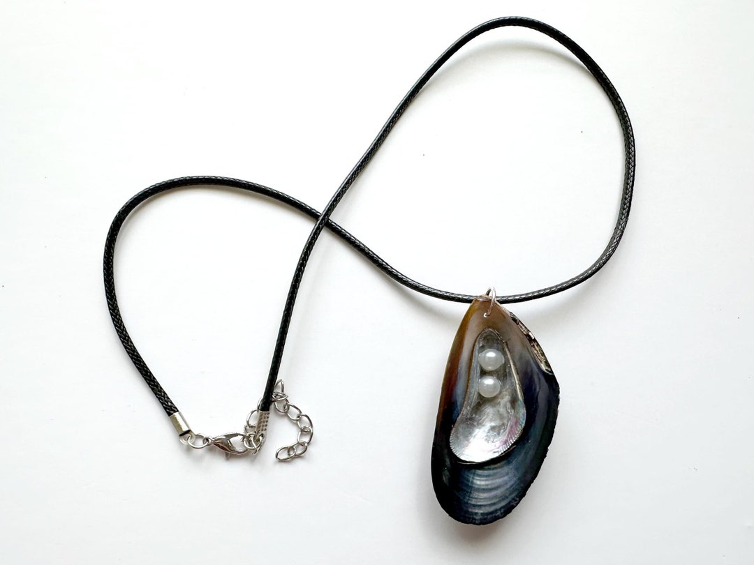 Blue Mussel Necklace, Real Shell Necklace, Blue Seashell, Beach ...
