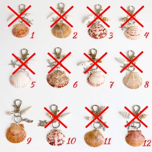 Calico Shell Keychain, Sea Scallop Keyring, Sea Lovers Gift, Handmade Seashell Keychain, Ocean ...