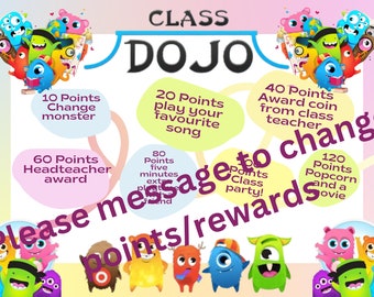 Classroom Dojo Reward Chart: Points Poster for Positive Behavior ...