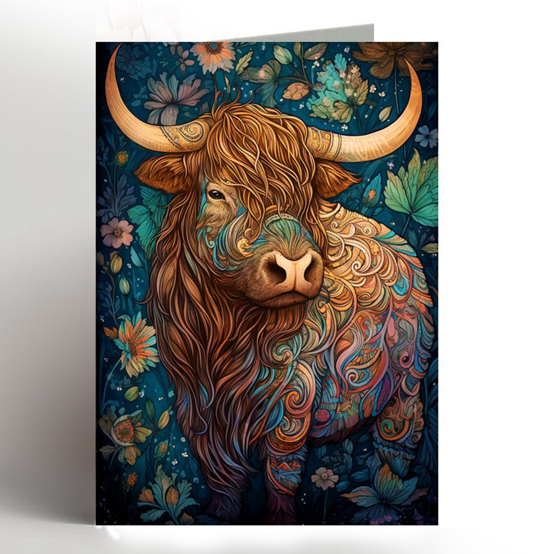 Highland Cow Card, Highland Cow Birthday Card, Highland Cow Happy ...