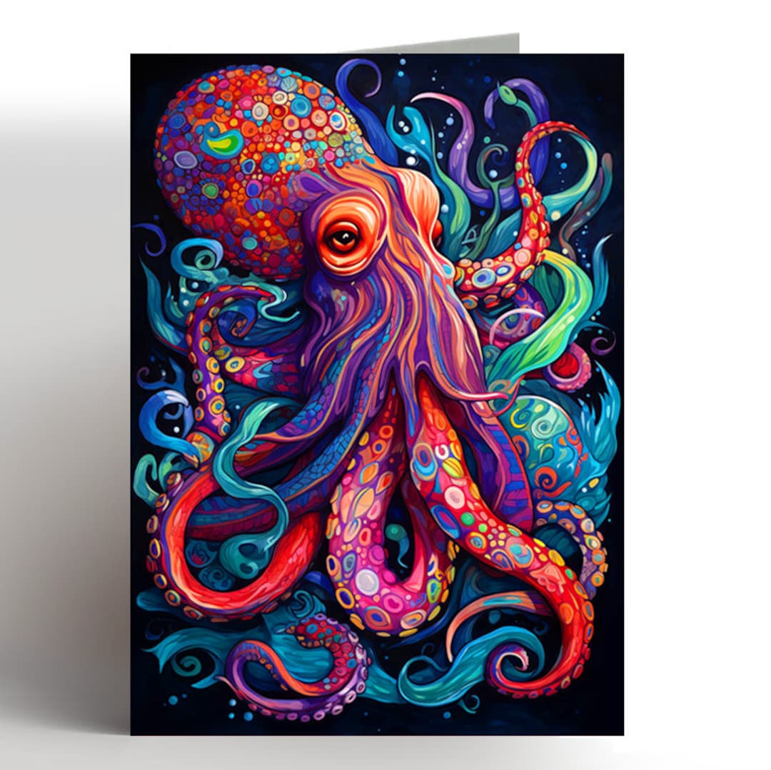 Octopus Birthday Card Octopus Greeting Card Colourful Octopus Card for ...