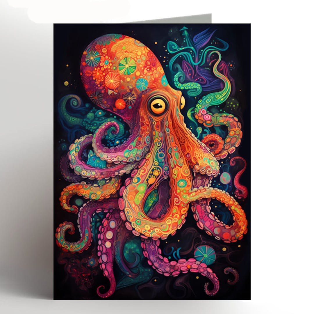 Octopus Birthday Card Octopus Greeting Card Colourful Octopus Card for ...