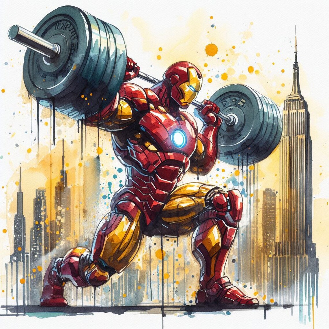 Strength Building Weight Lifting Power Lifting 5 Image Paint Dripping ...