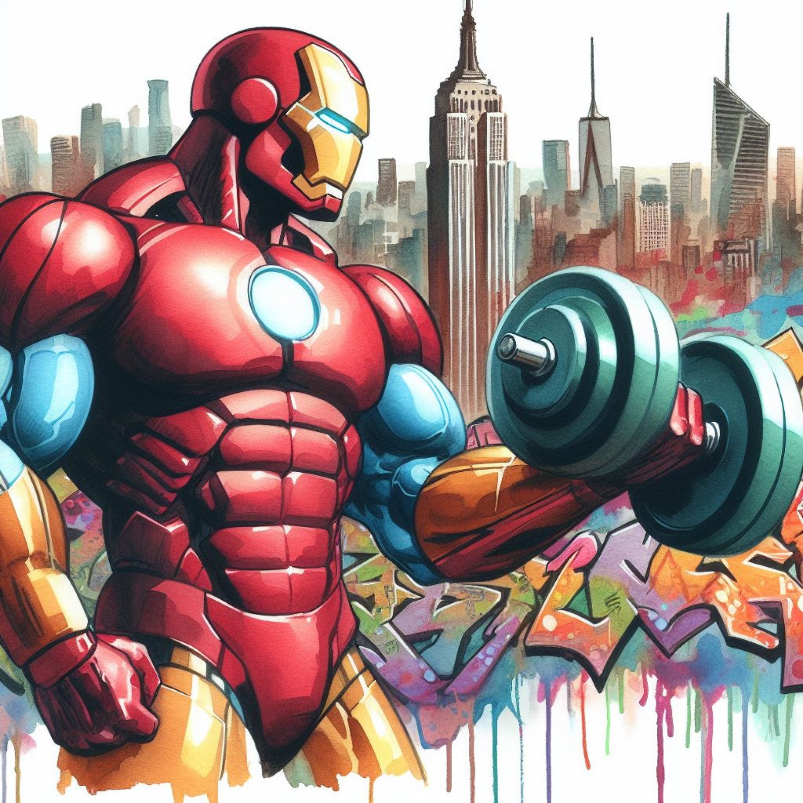 Strength Building Weight Lifting Power Lifting 5 Image Paint Dripping ...