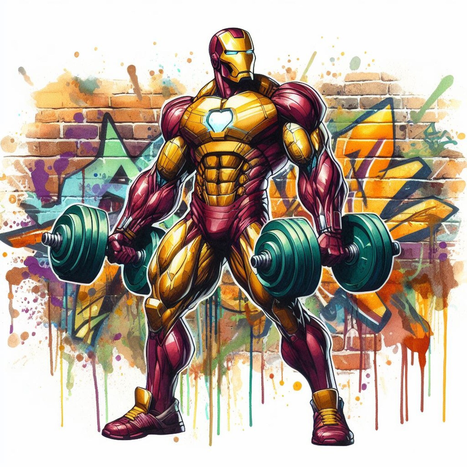 Strength Building Weight Lifting Power Lifting 5 Image Paint Dripping ...