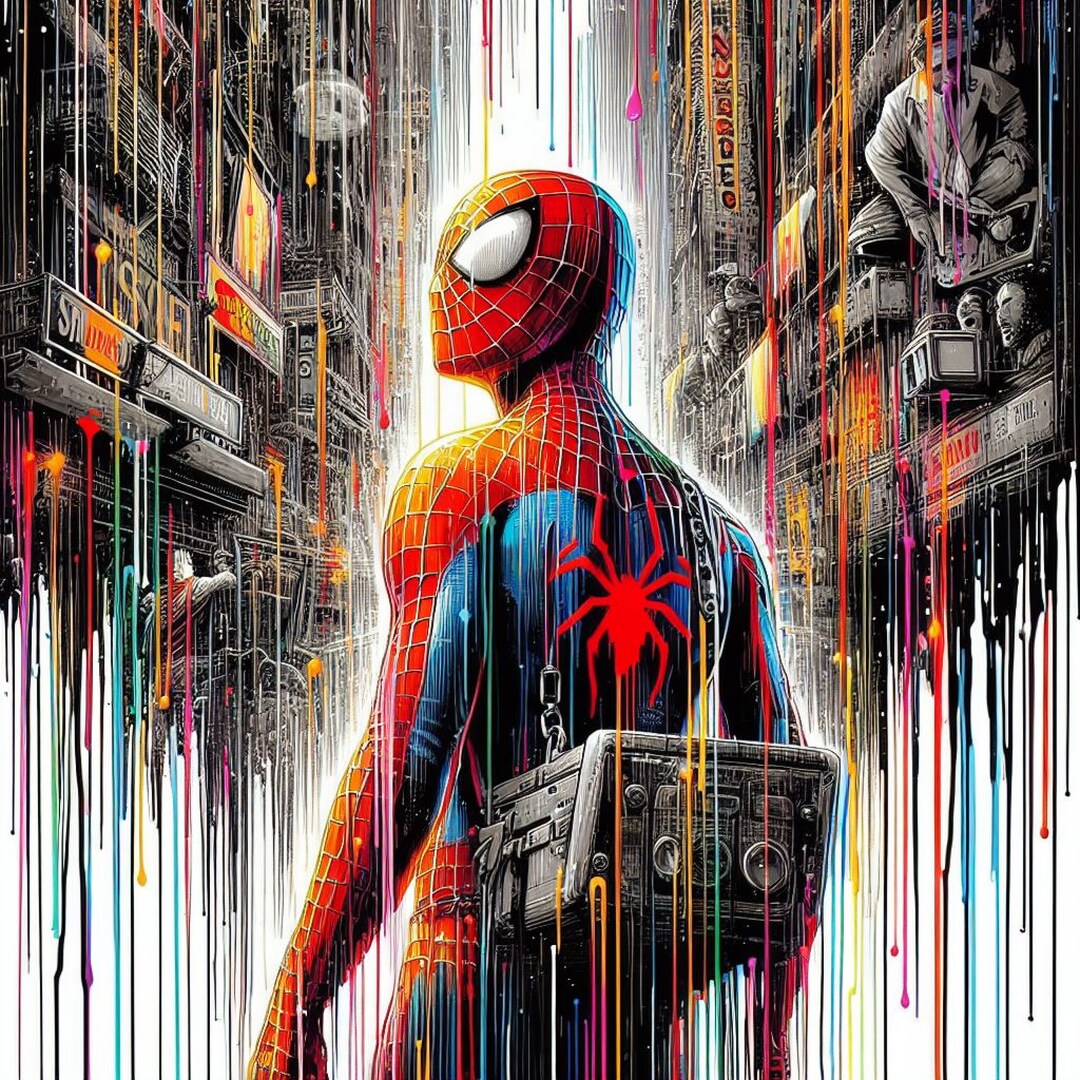 Spiderman Abstract Dripping Paint Art Abstract Wall Decor Decorative ...