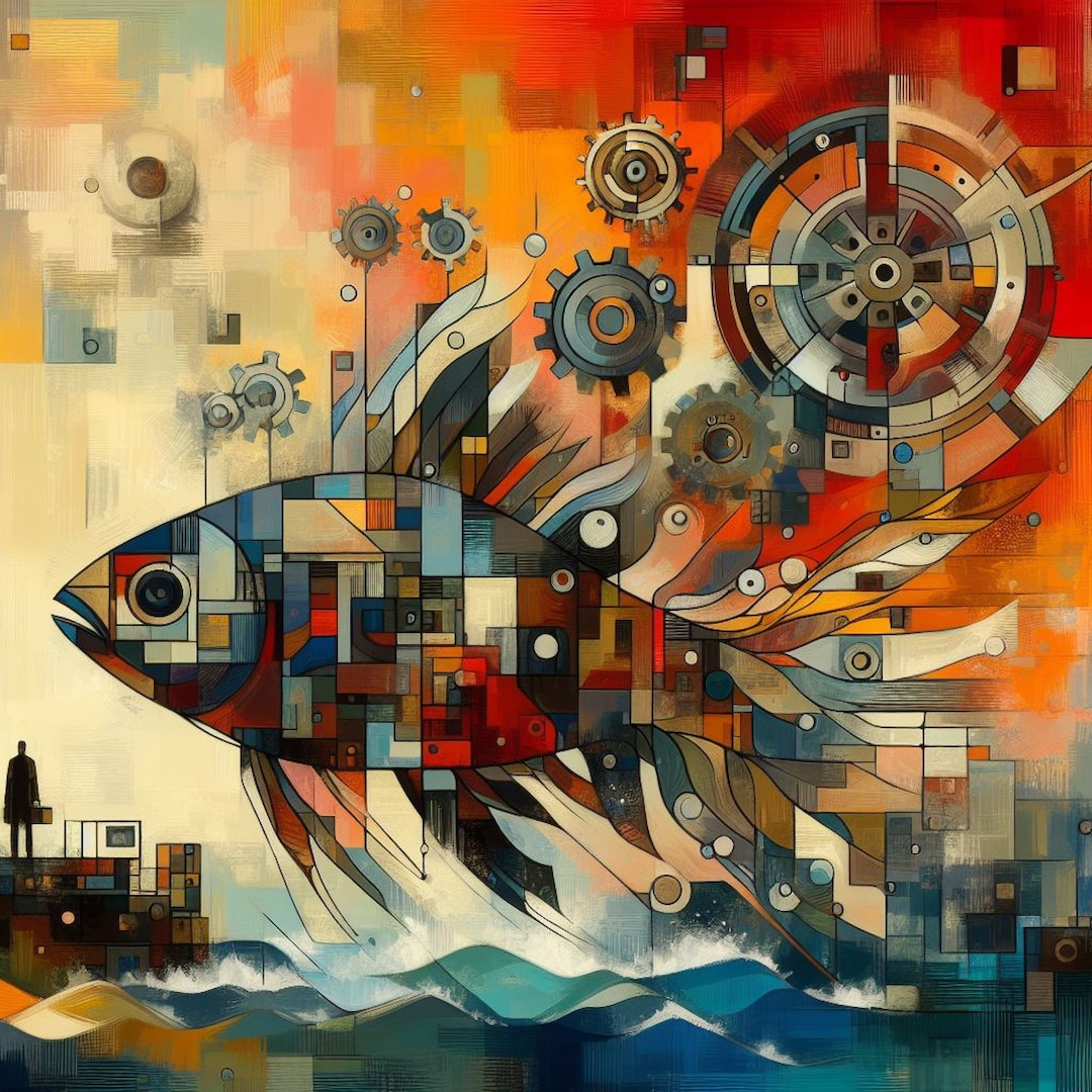 Abstract Wall Decor Fish Abstract Art. - Etsy