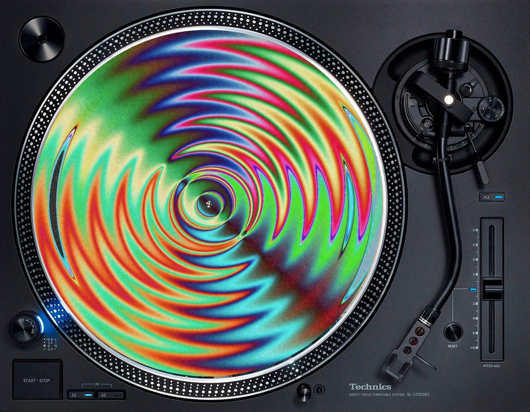 Psychedelic Swirls Rainbow Spiral 12" Slipmat - DJ Turntable Vinyl ...