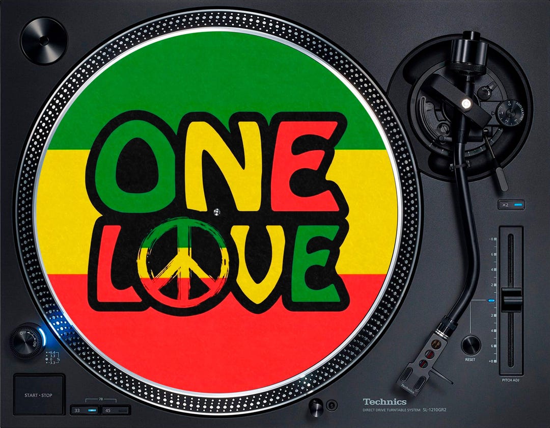 One Love Reggae Rasta Jah Peace Marley 12" Slipmat - DJ Turntable ...