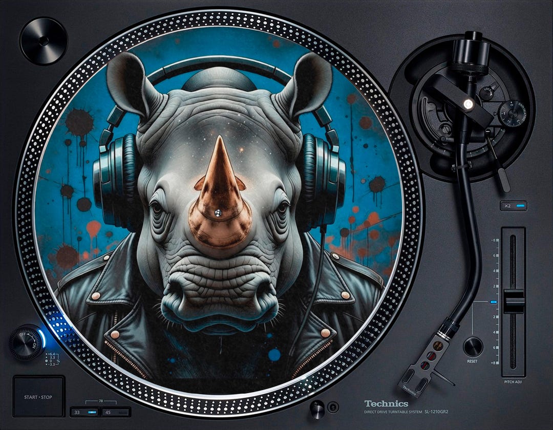 Rhino DJ Pop Art Artwork 12" Slipmat DJ Turntable Vinyl Record Slip Mat ...