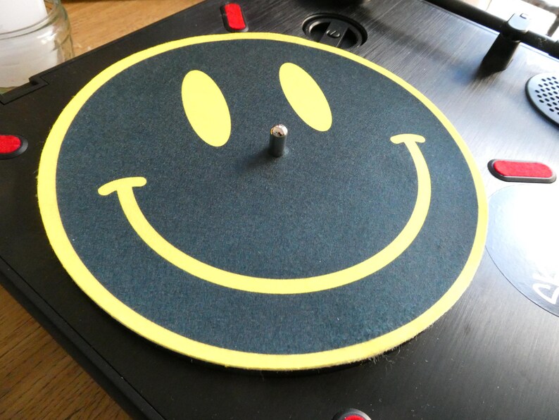Smiley Acid Rave Face Invert 7" Slipmat- Felt DJ Turntable Slip Mat ...