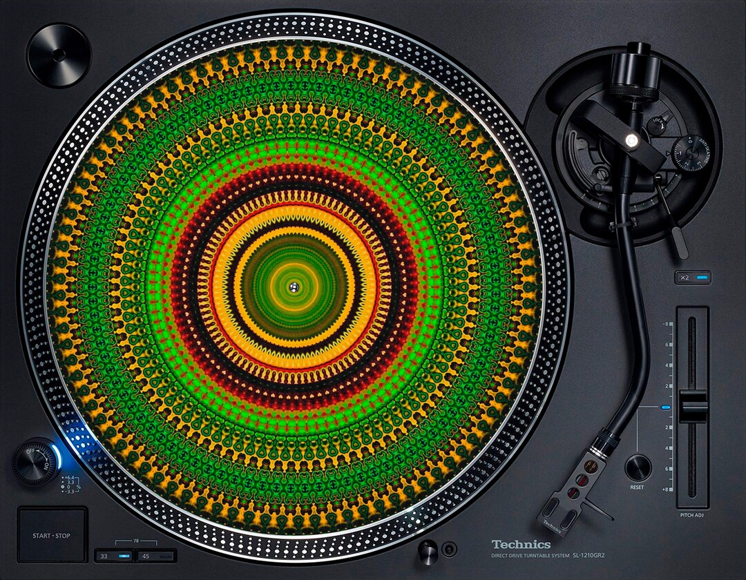 Intricate Rotating Pattern Rasta Colours 12" Slipmat - DJ Turntable ...