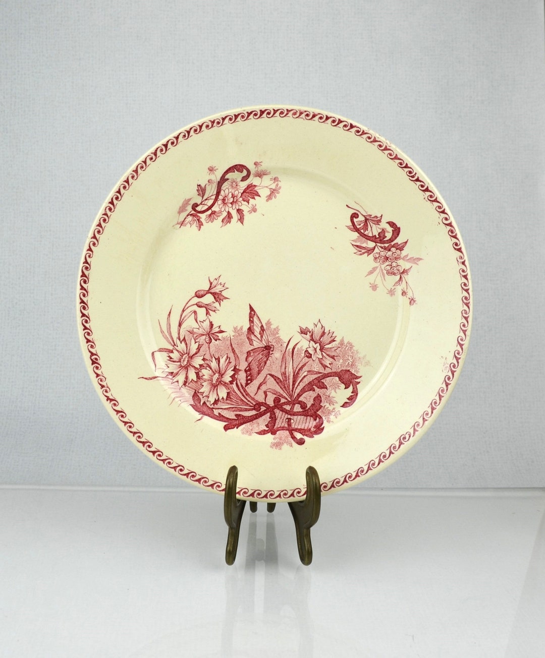Iron Clay Dinner Plate Creil Montereau Model Butterflies Early 20th ...