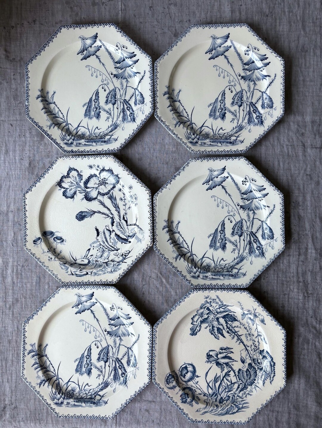 Magnificent Set of 6 Ironstone Plates From Clairefontaine, Indiana ...