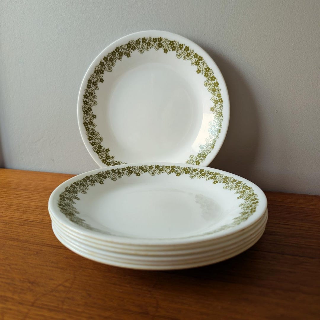 Vintage Corelle Spring Blossom Pyrex Crazy Daisy Green Floral Flowers ...