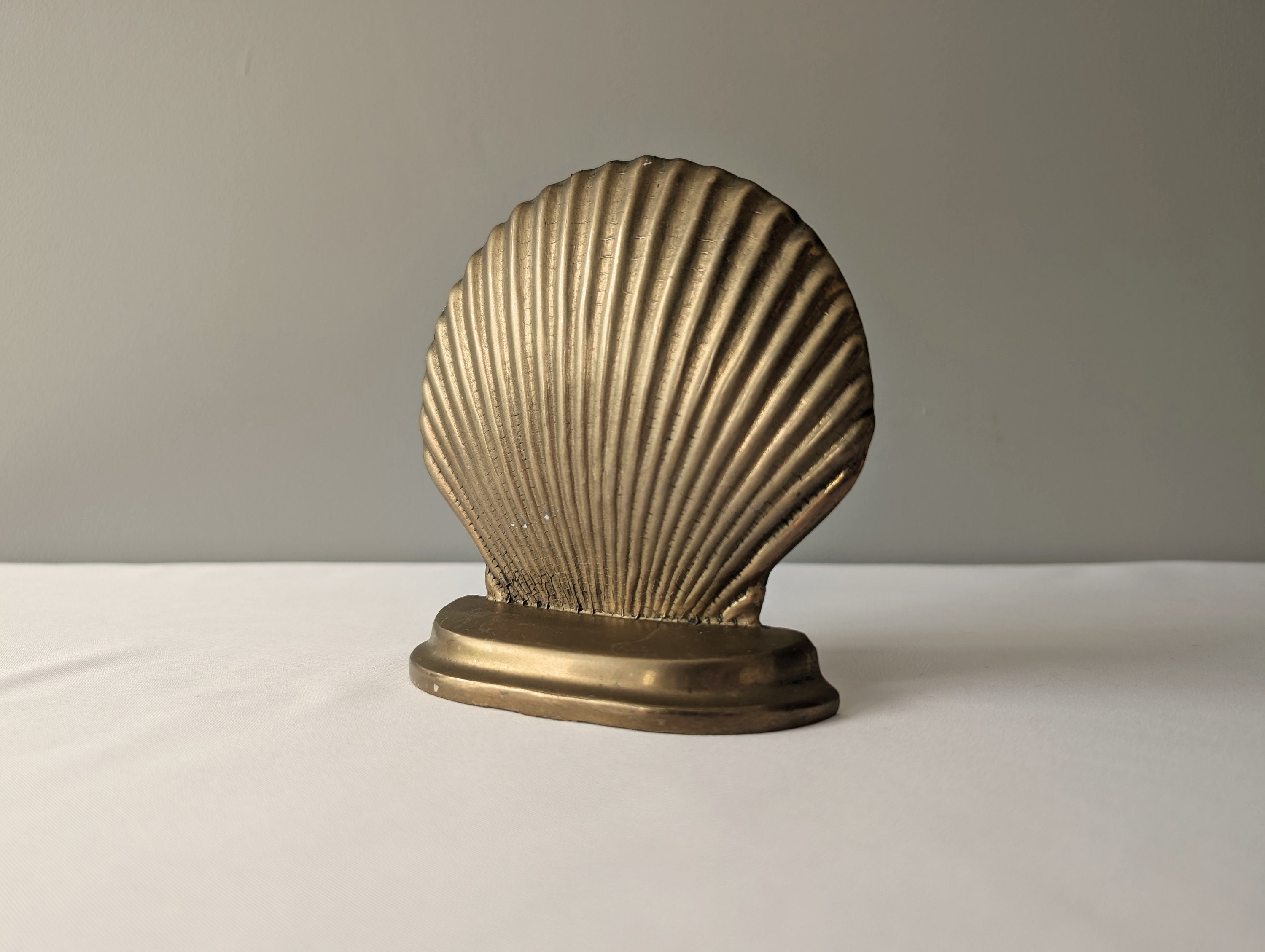 Vintage Brass Seashell Figurine Bookend - Etsy