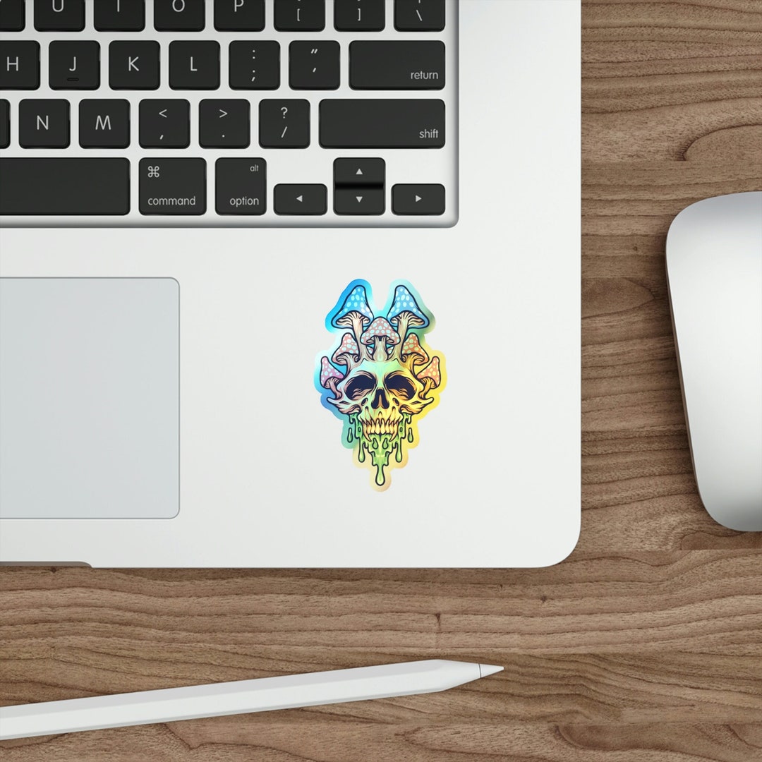 Holographic Fungus Skull Psychedelic Melt Sticker, Trippy Gifts, Trippy ...