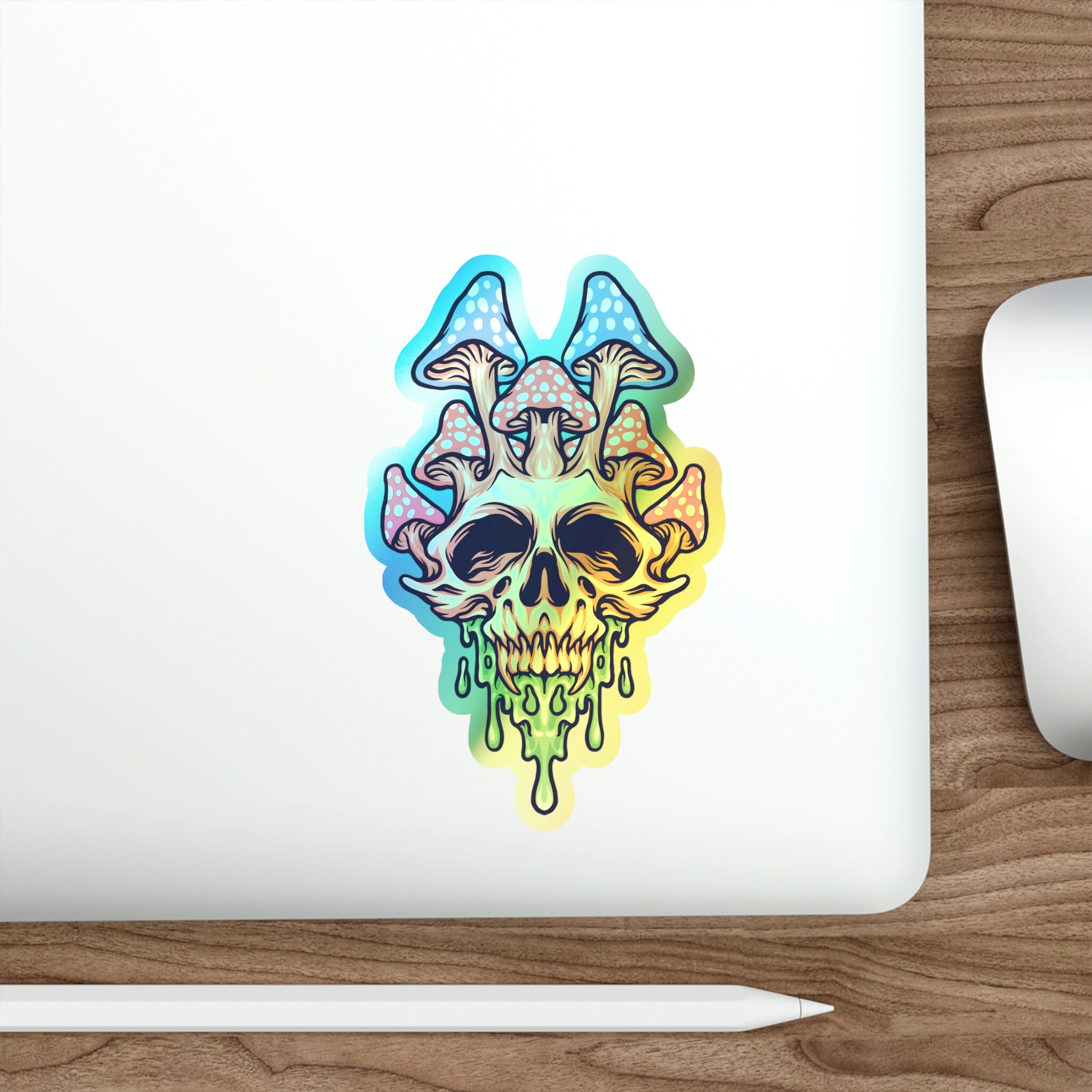 Holographic Fungus Skull Psychedelic Melt Sticker Trippy - Etsy