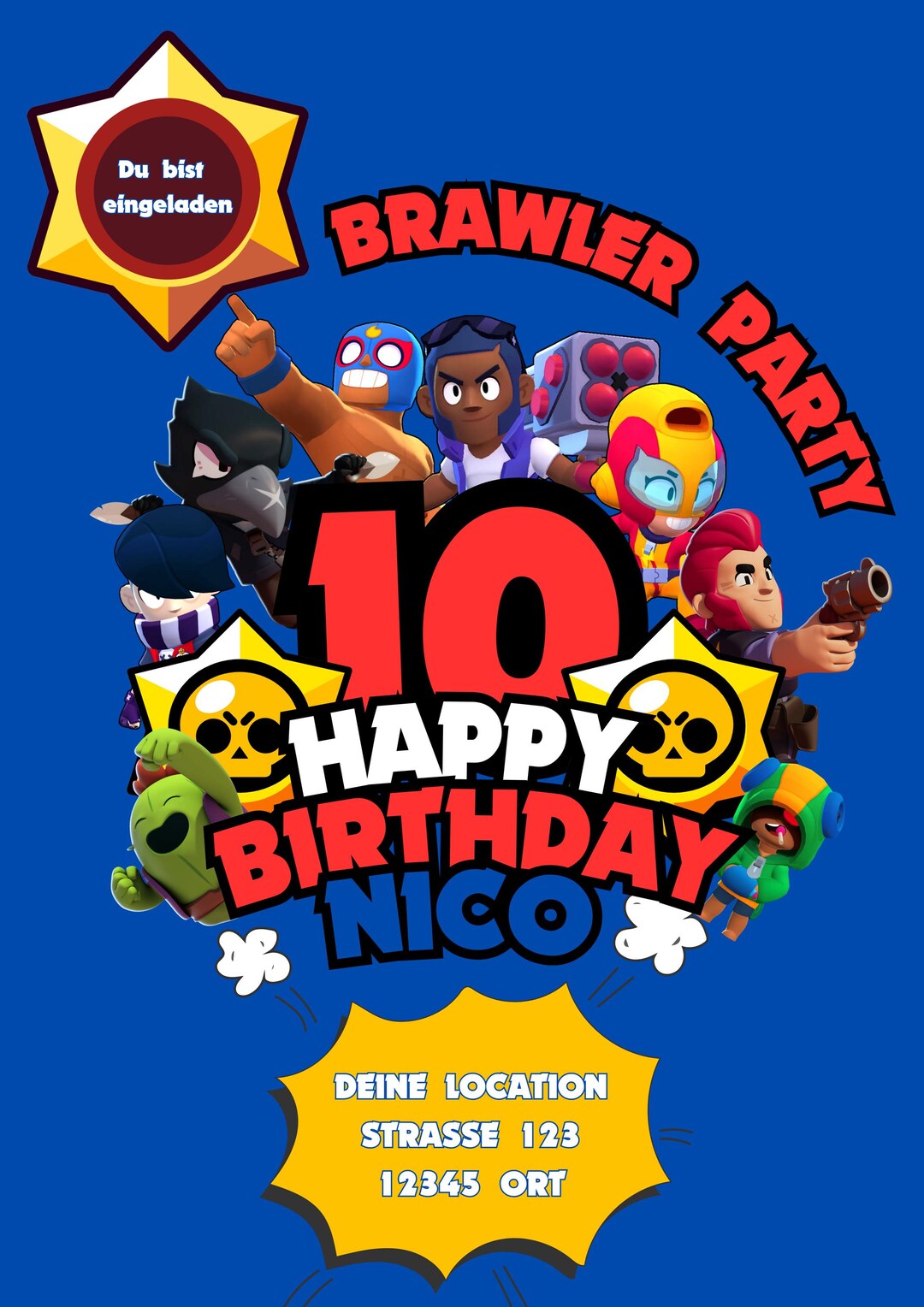Personalized Brawl Stars Video Invitation, Birthday Invitation Brawl ...