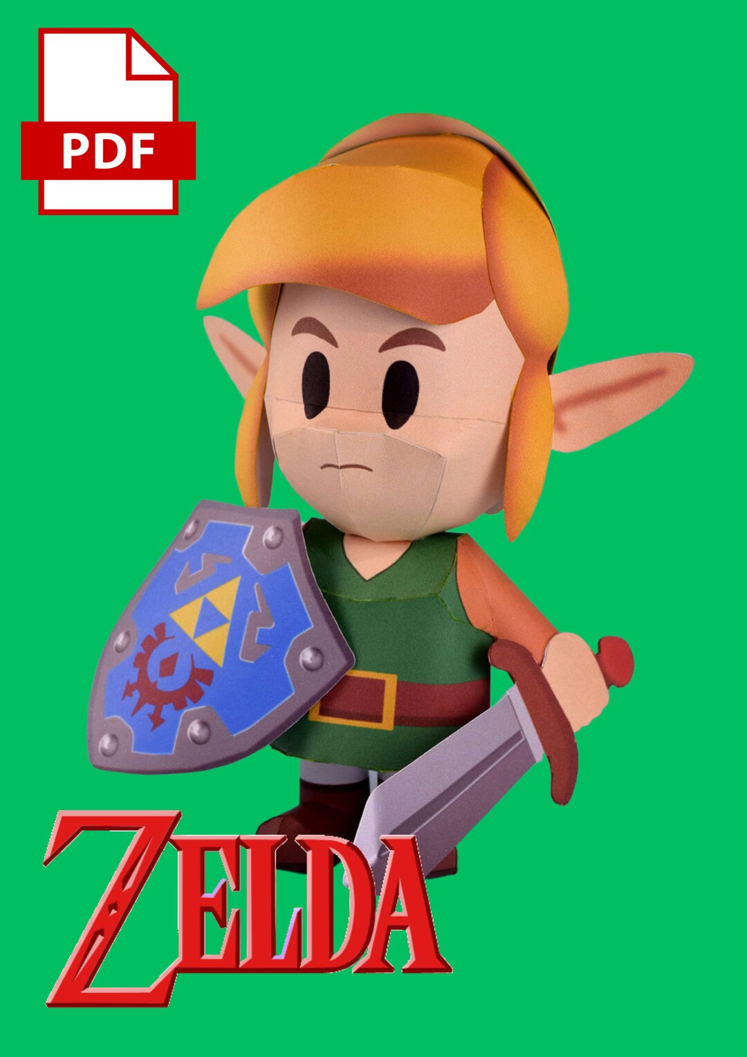 Zelda Link Papercraft 3D, Pepakura PDF Template File, Polygonal Paper ...