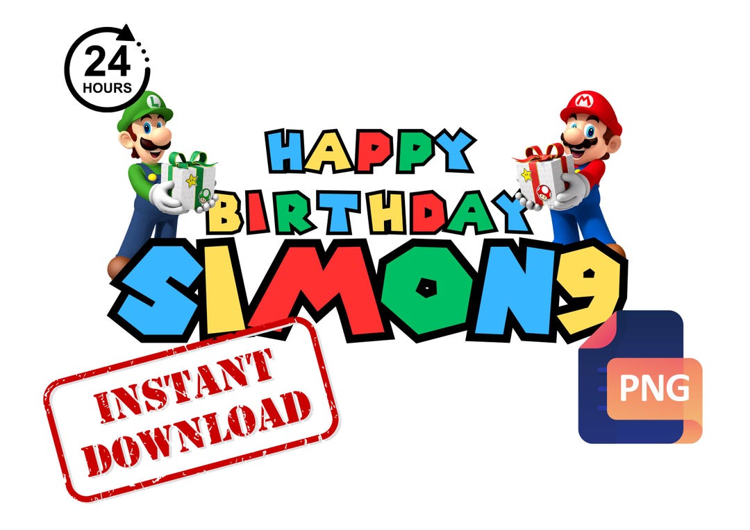 Super Mario Name Tag Digital for T-shirt, Sticker, Decal, Cake Topper ...