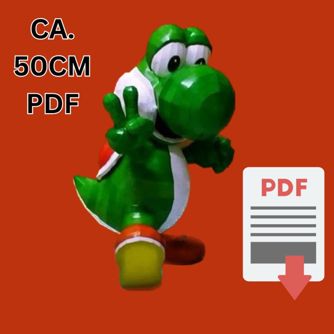 Super Mario Yoshi Papercraft 3D Pepakura PDF Polygonal Paper Sculpture ...