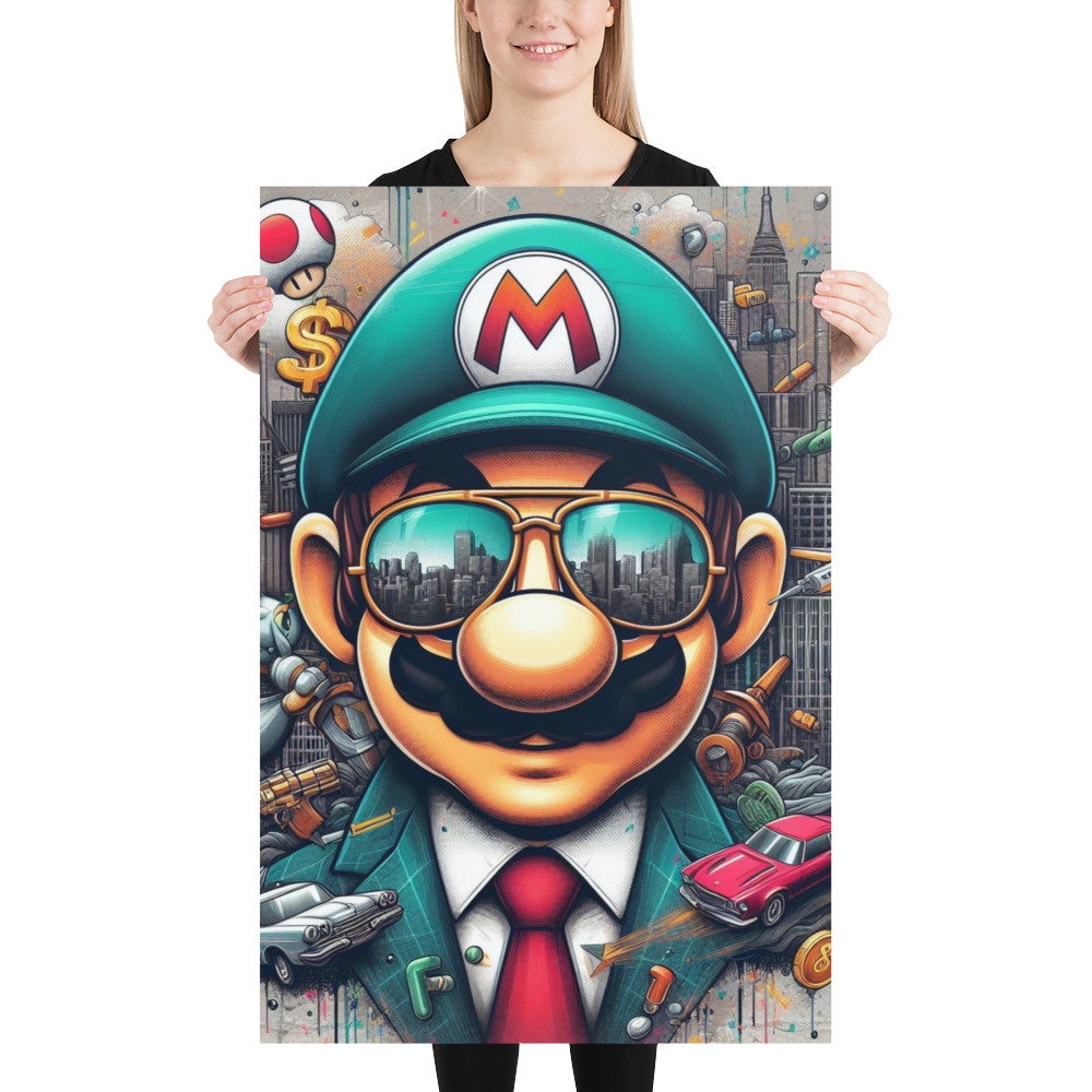 Super Mario Pop Art Portrait Poster, Wall Art, Gift Idea, Pop Art Style ...