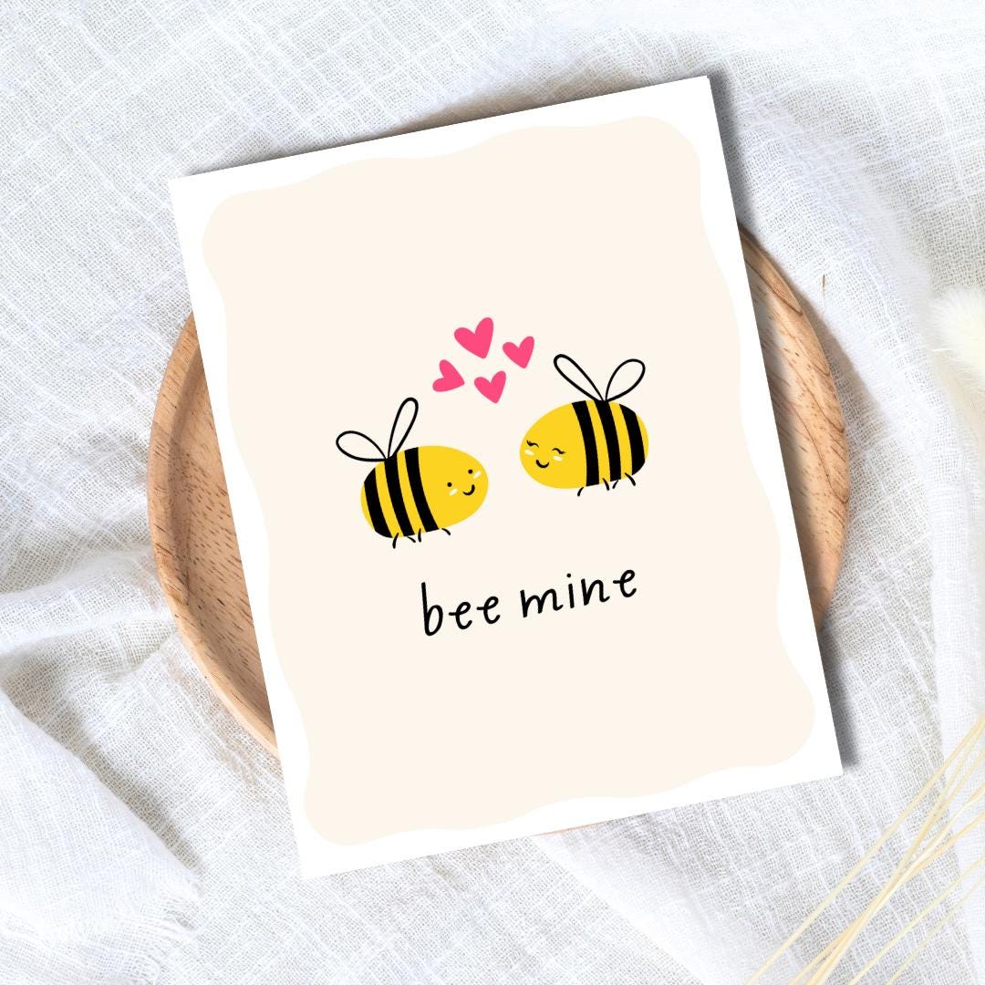 Bee Mine Valentine's Day Card in Love Card Valentine's Card for Her Him ...