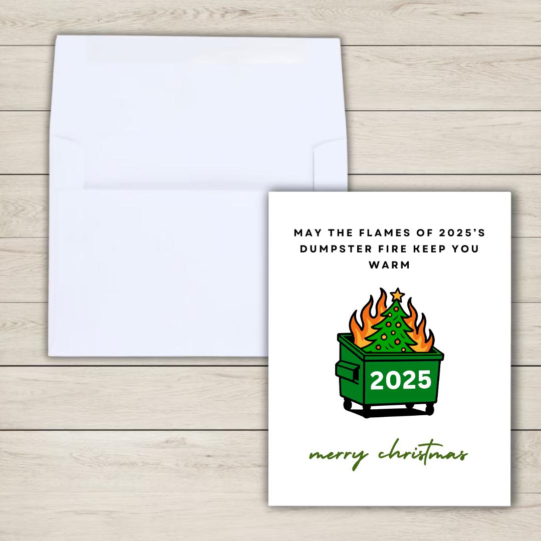 Funny Dumpster Fire Christmas Card - Sarcastic Holiday Office Greeting ...