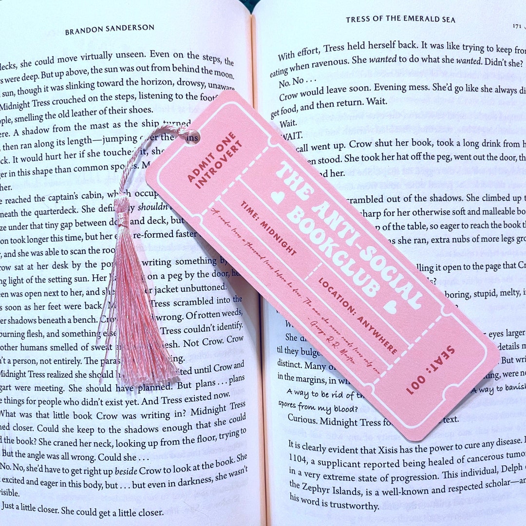 The Anti-social Book Club Bookmark Feminist Bookmark Bookmark Ticket ...