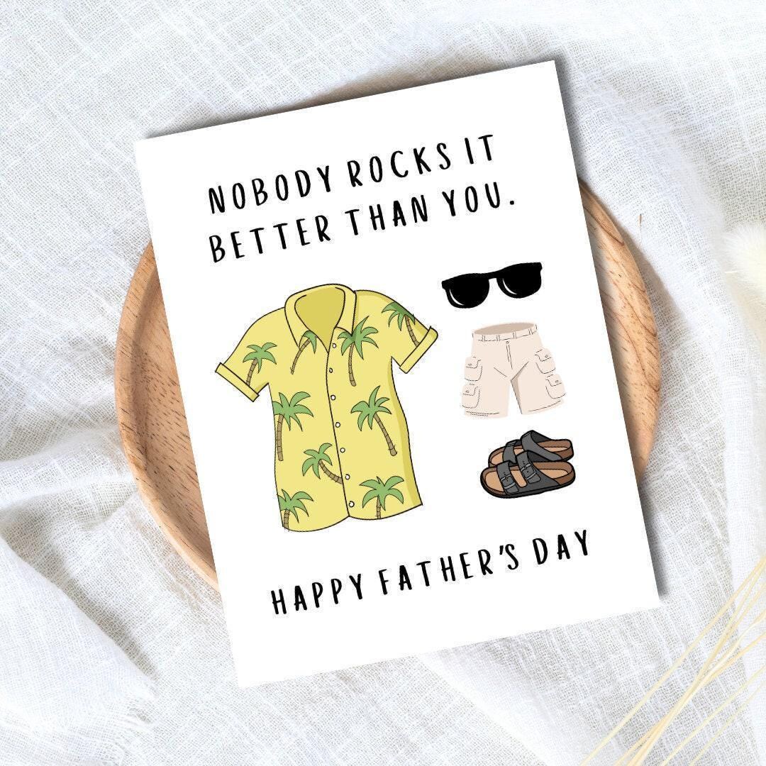 DAD HAWAIIAN SHIRT - Fathers Day Card Cargo Shorts Sandals - Etsy