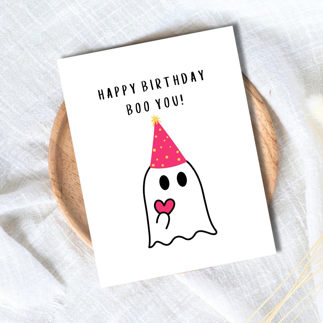 Happy Birthday Boo You | Spooky Love Halloween Card Birthday Card for ...