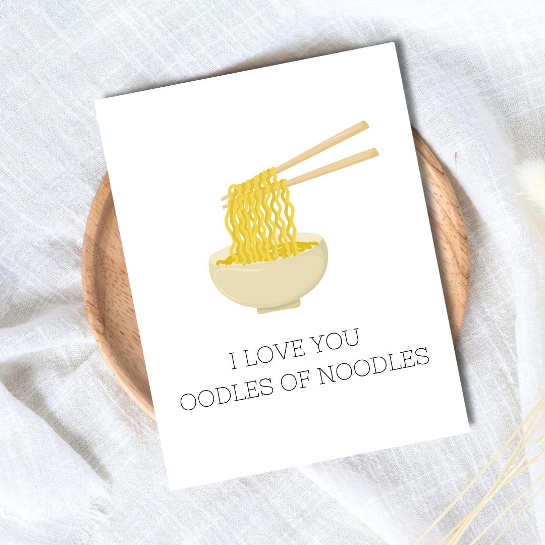 I Love You Oodles of Noodles Card | Noodles Cup Ramen Card | Birthday ...