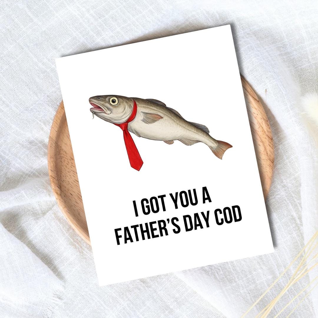 Father's Day Cod Fishing Father's Day Card | Funny Fathers Day Card for ...