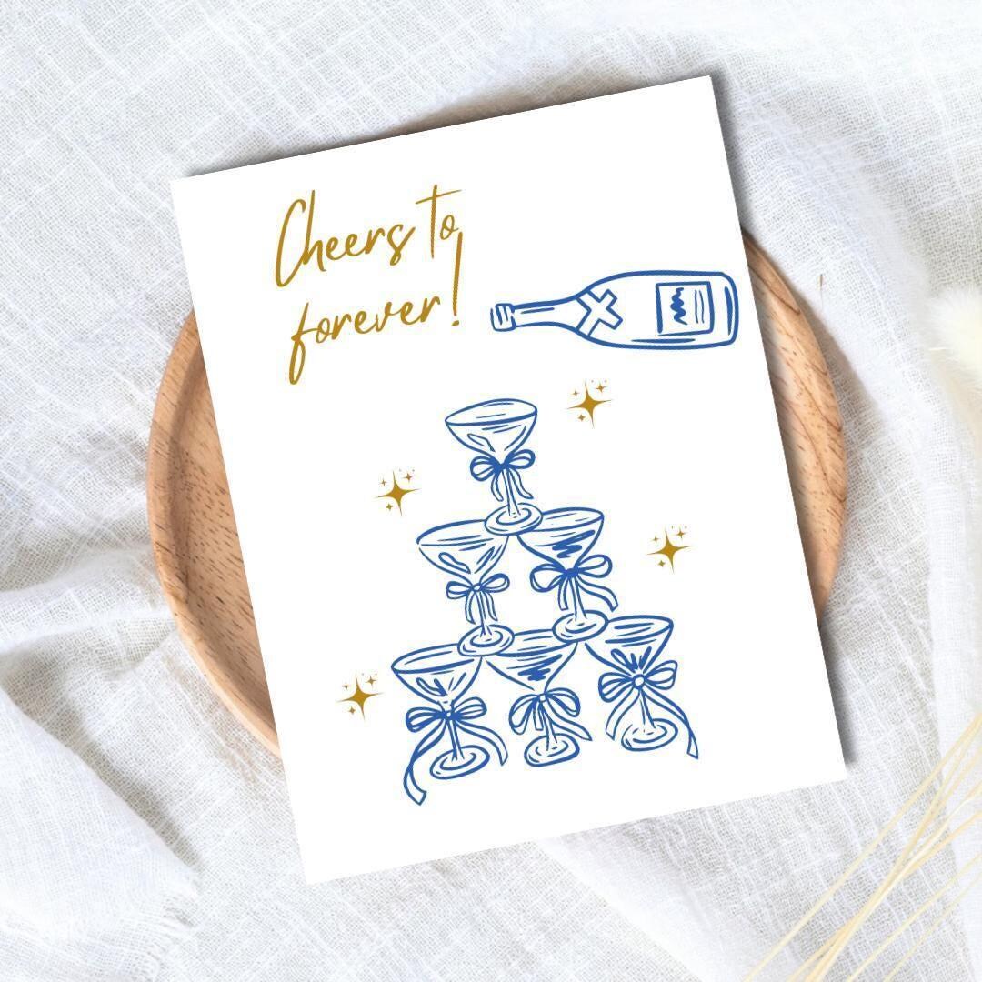 ENGAGEMENT CARD - Cheers to Forever Cake - Etsy