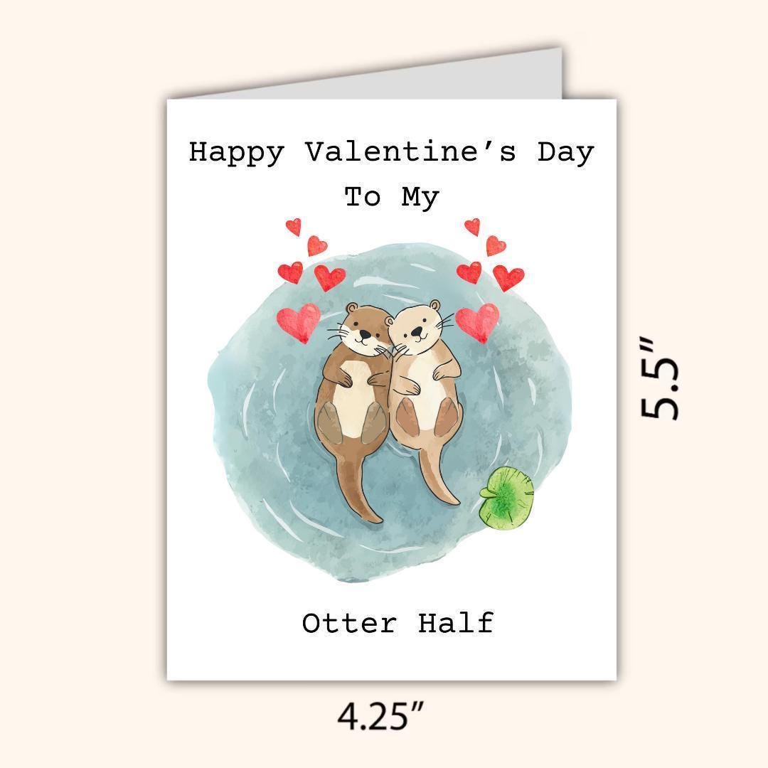 VALENTINES DAY CARD - Happy Otter Half Gift - Etsy