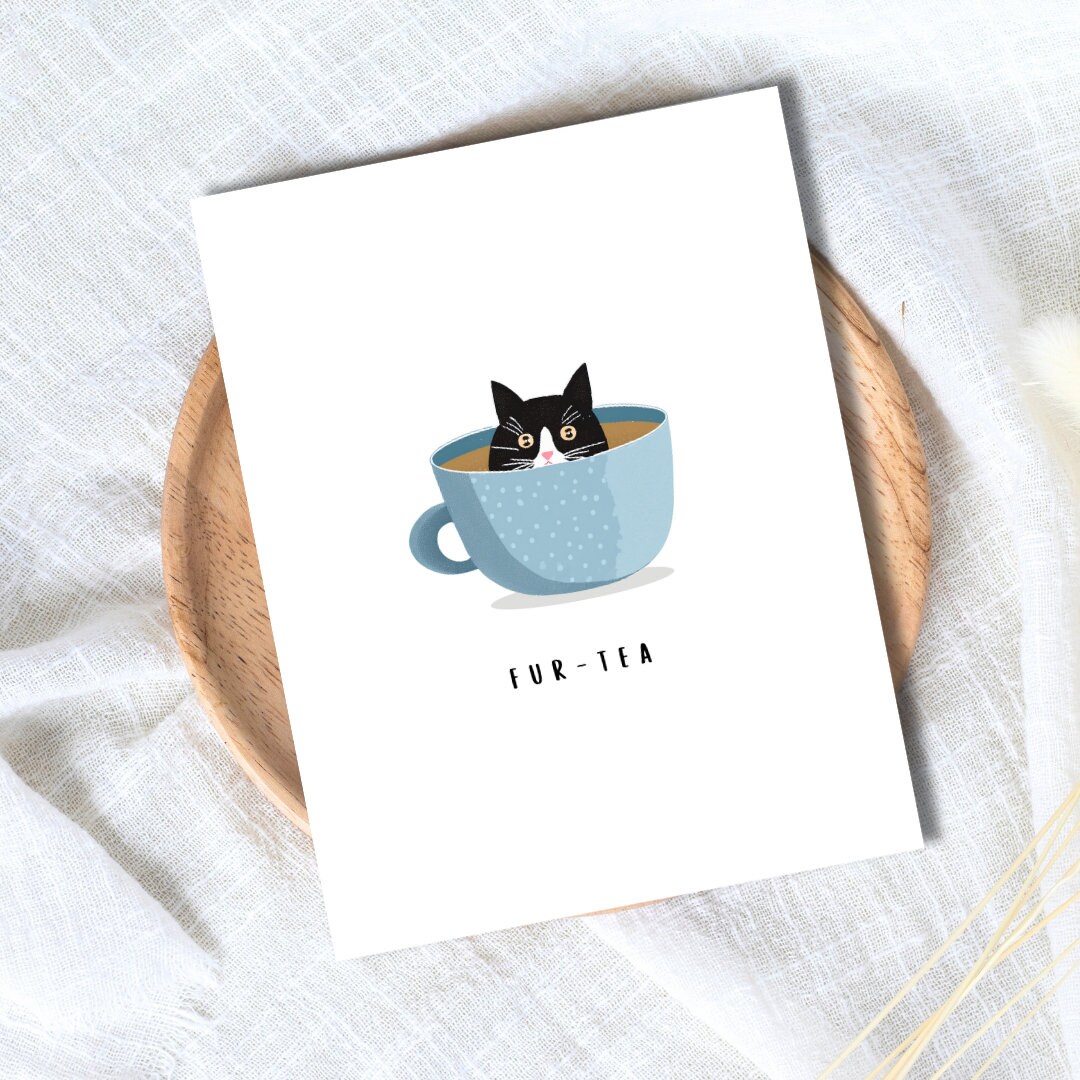 Funny 30th Birthday Card | Fur-tea Cat Birthday Card | Thirty | Cat ...