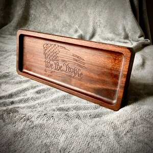 Father's Day Desk Organizer Wood Catchall Tray Engraved Wooden Valet ...