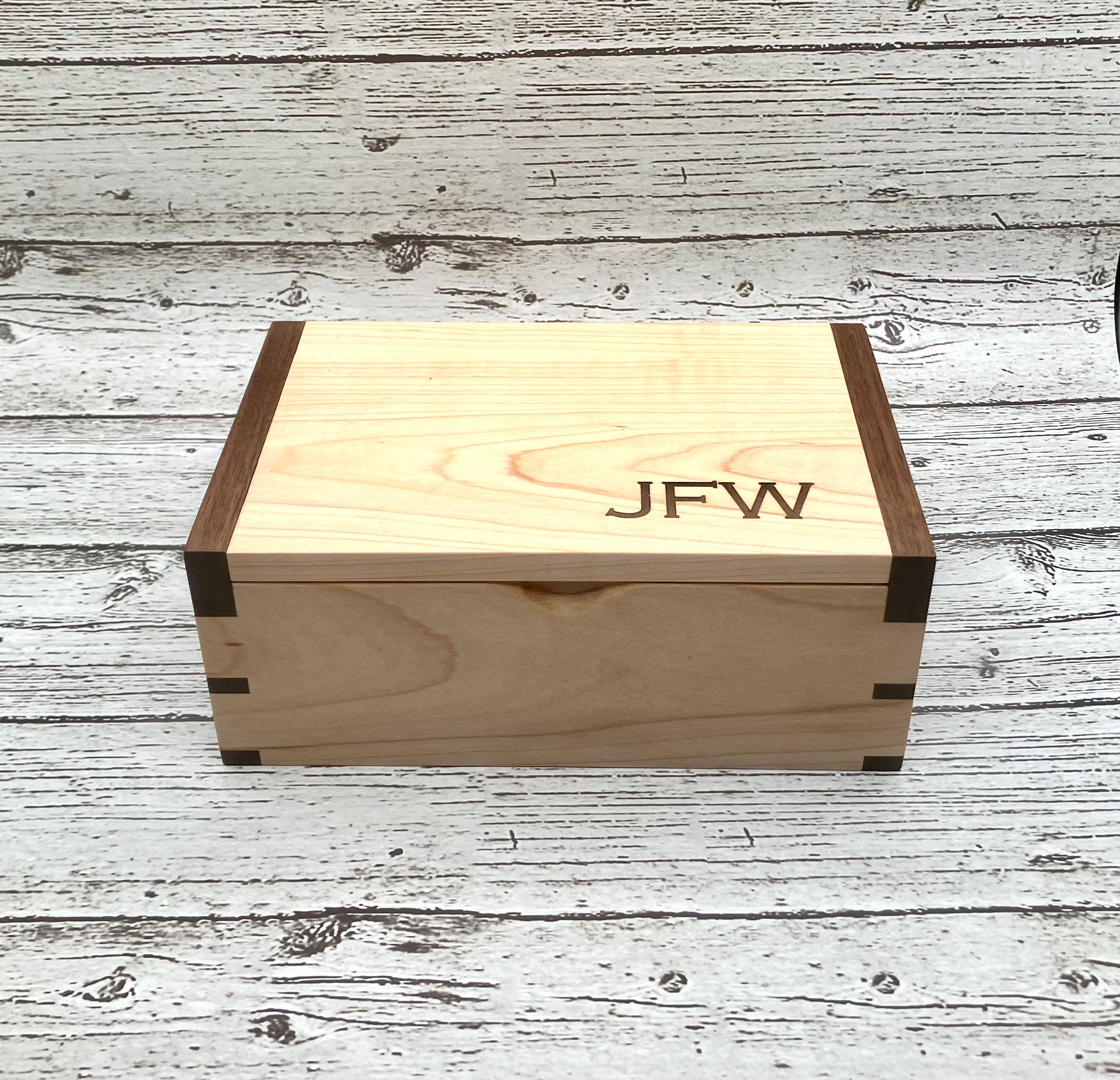 Custom Wood Hinge Box, Personalized Engraved Memory Box, Nightstand Box ...