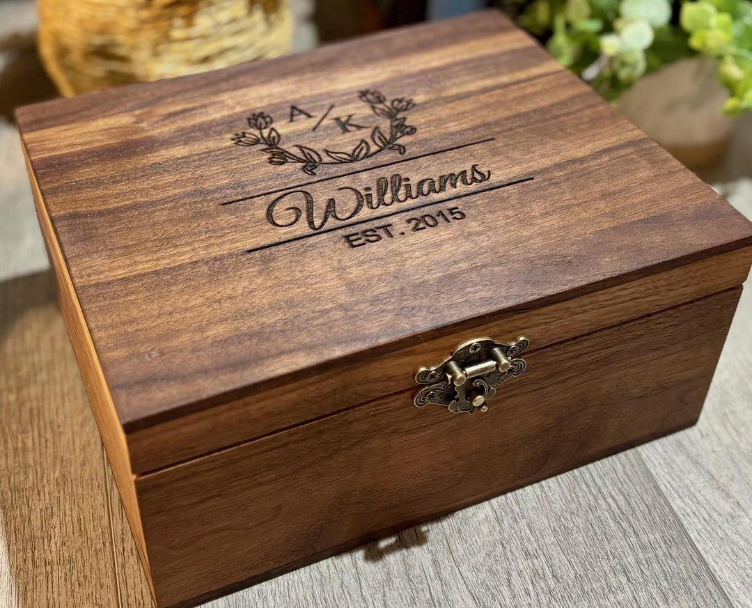 Personalized Walnut Keepsake Box, Wedding Memory Box, Wood Keepsake Box ...