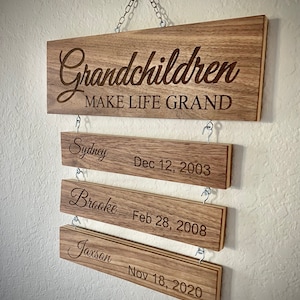 Personalized Grandparent Sign/grandkids Names/birthdates, Personalized ...