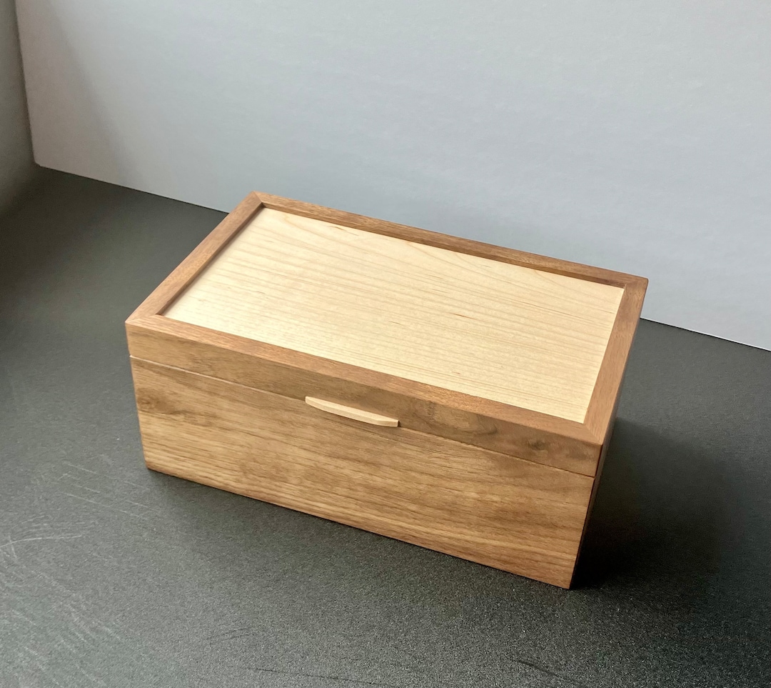 Custom Wood Hinge Box, Engraved Valet Box, Walnut Keepsake Box, Wood ...
